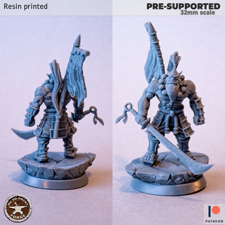 3D Printable Orc Samurai Standing by My3DPrintForge