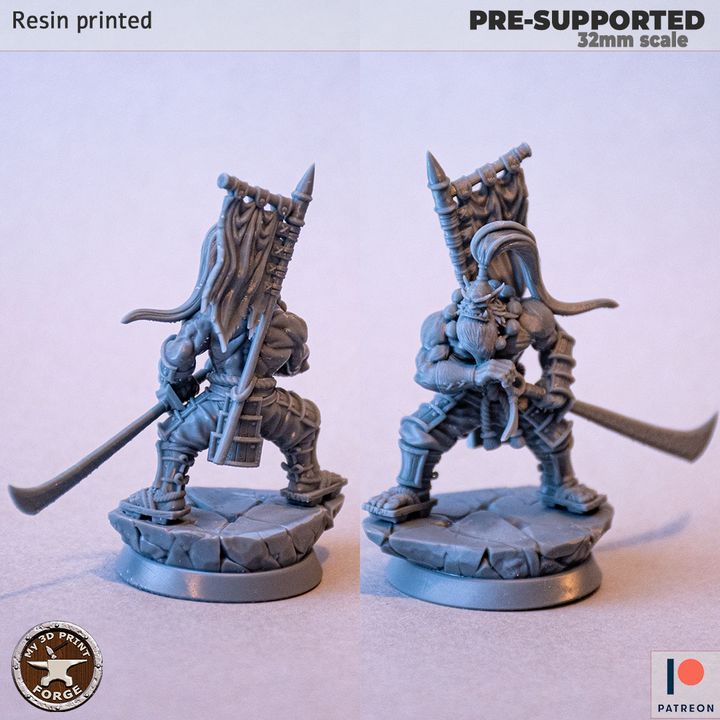 3D Printable Orc Samurai Sword Stance by My3DPrintForge