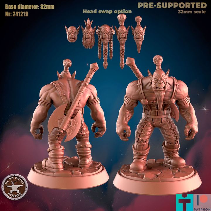 3D Printable Orc Warrior Two Models by My3DPrintForge