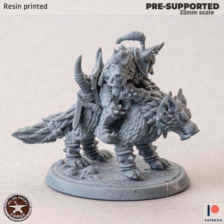 3D Printable Orc Heritage Wolf Rider by My3DPrintForge