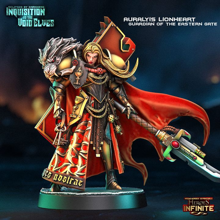 3D Printable Auralyis Lionheart, Guardian of the Eastern Gate by Heroes Infinite