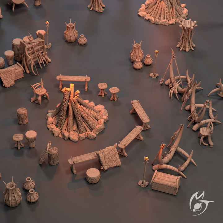 3D Printable Blueteeth Tribe Camp Objects and Props by Making Tlon