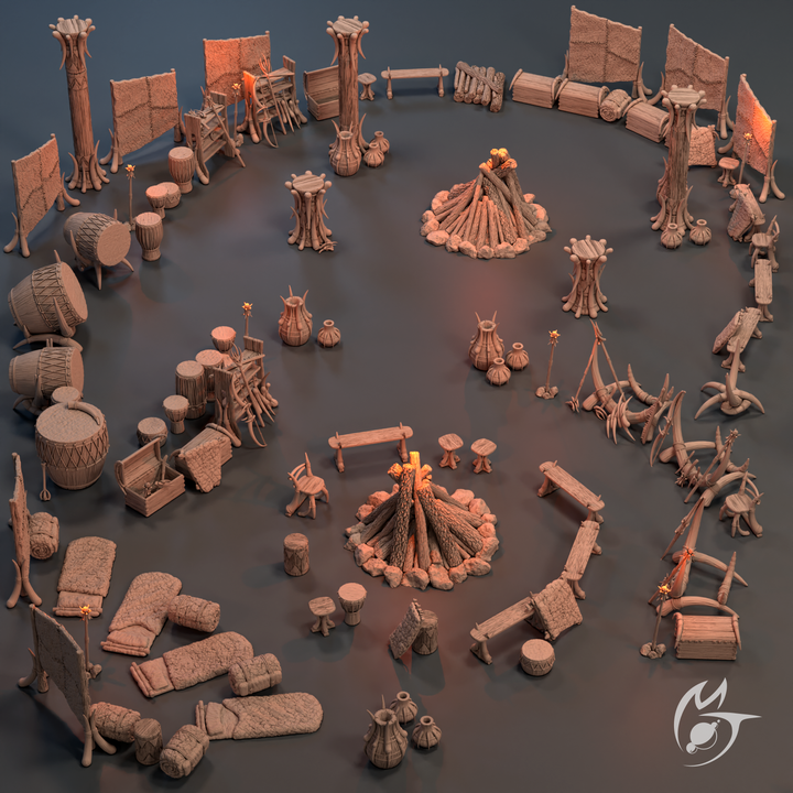 3D Printable Blueteeth Tribe Camp Objects and Props by Making Tlon