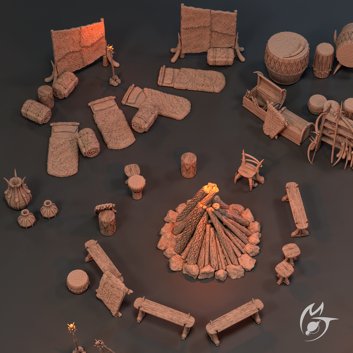 3D Printable Blueteeth Tribe Camp Objects and Props by Making Tlon