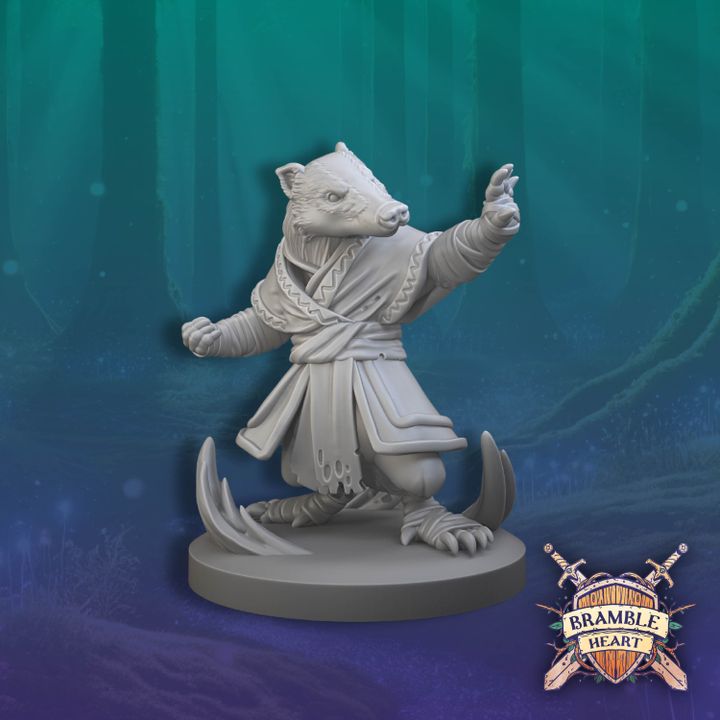 3D Printable Rokan - Badger Monk by Kraken Games Lab