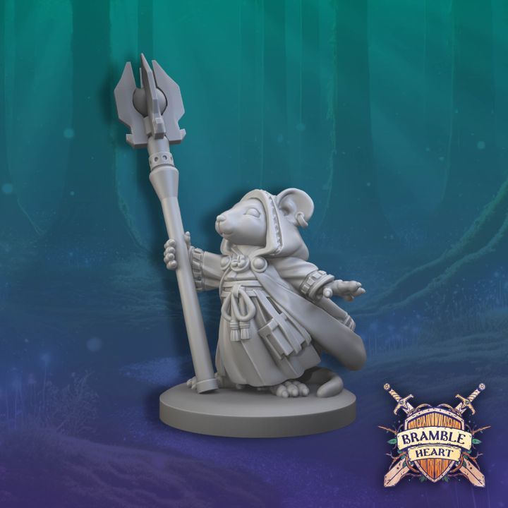 3D Printable Nibble - Mouse Cleric by Kraken Games Lab