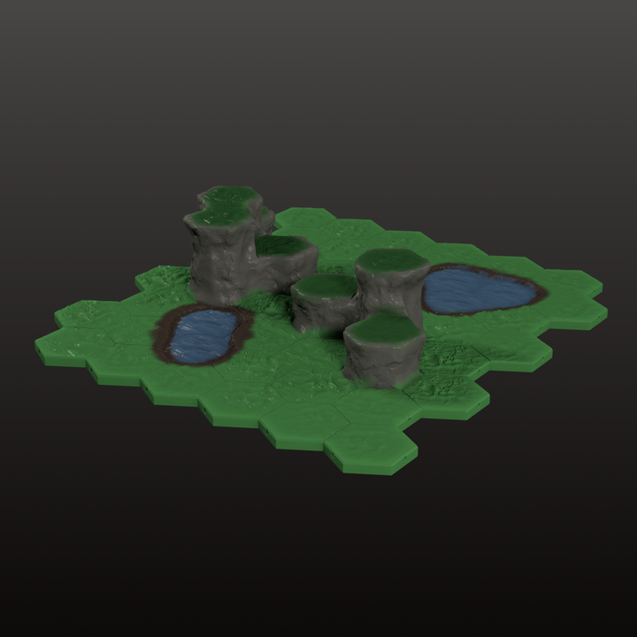 3D Printable 6mm Scale Hex Terrain Tile System - Set of 12 Tiles ...