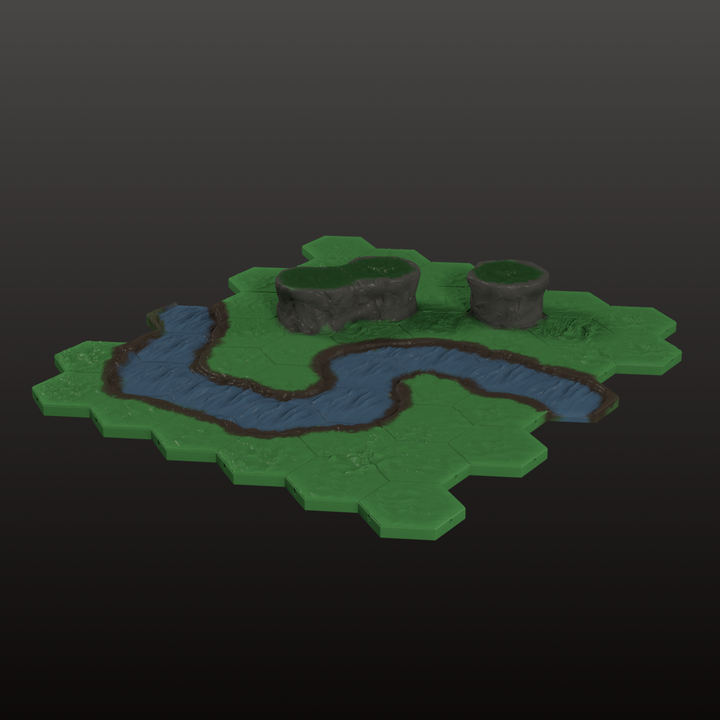 3D Printable 6mm Scale Hex Terrain Tile System - Set of 12 Tiles ...