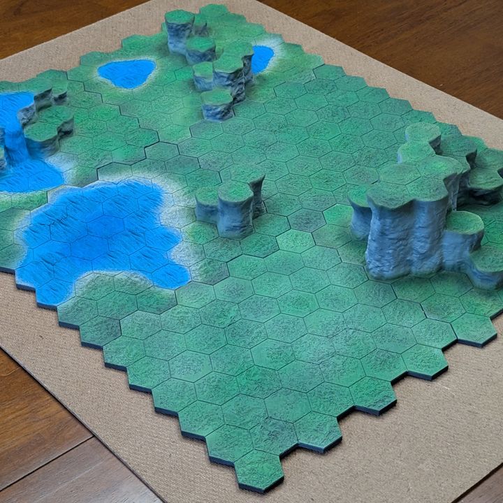 3D Printable 6mm Scale Hex Terrain Tile System - Set of 12 Tiles ...