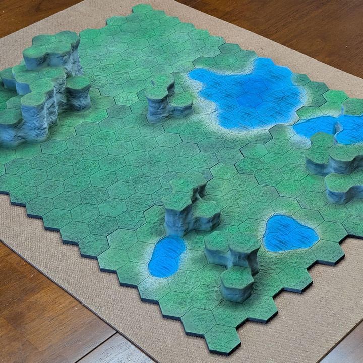 3D Printable 6mm Scale Hex Terrain Tile System - Set of 12 Tiles ...