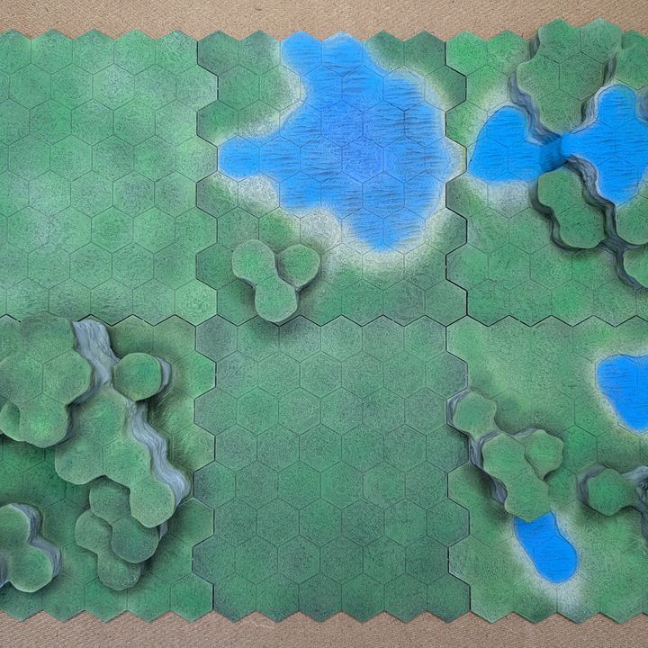 3D Printable 6mm Scale Hex Terrain Tile System - Set of 12 Tiles ...