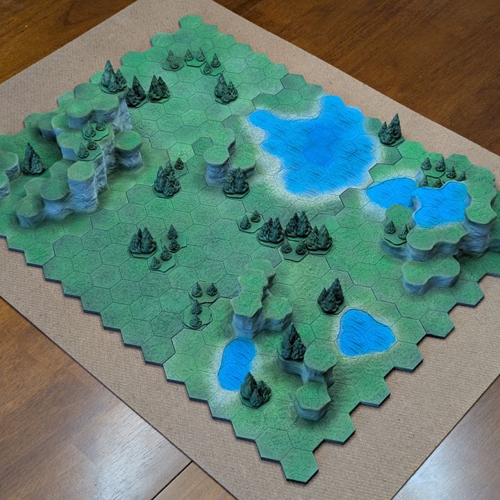 3D Printable 6mm Scale Hex Terrain Tile System - Set of 12 Tiles ...