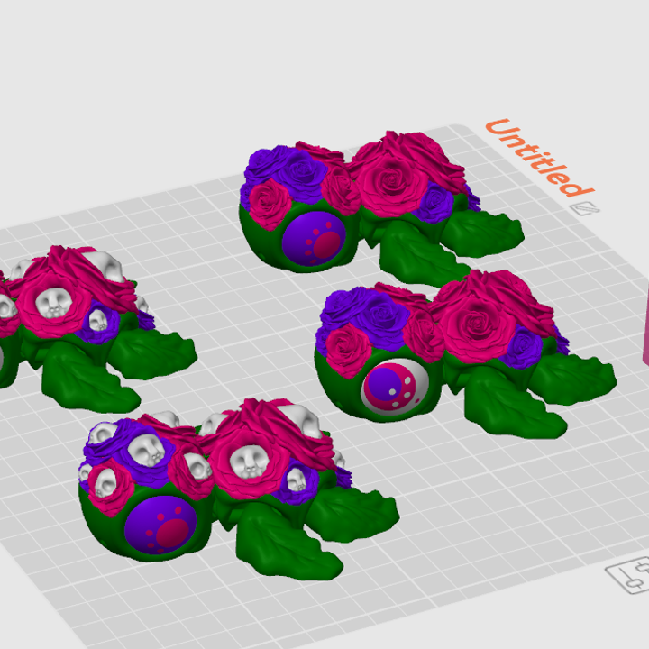 3D Printable Rose and Skull Rose Turtle by Rebel Alicorn Designs