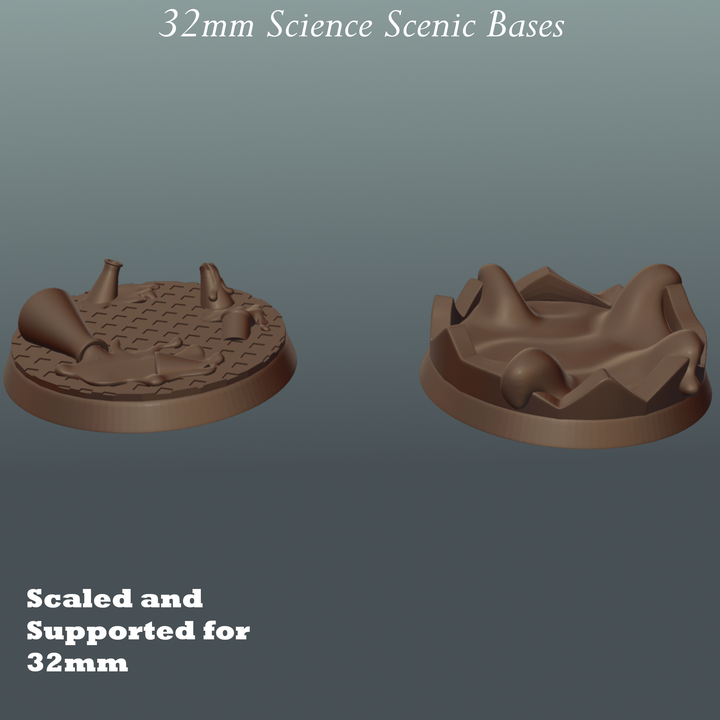 3D Printable 32mm Sci-Fi Laboratory Bases Set: Science Chemical Spill ...