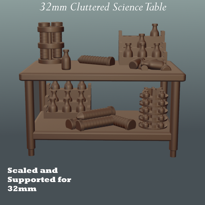 3D Printable 32mm Cluttered Science Table : Futuristic Laboratory Desk ...