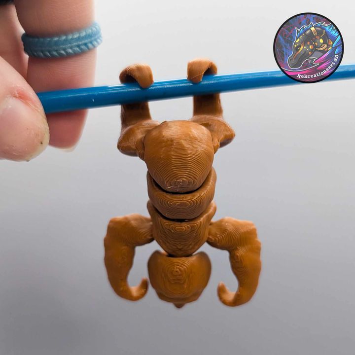 3D Printable Baby Flexi Sloth Keychain by Kirsten M