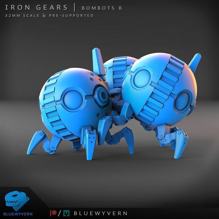 3D Printable Iron Gears - Bombots B by BlueWyvern