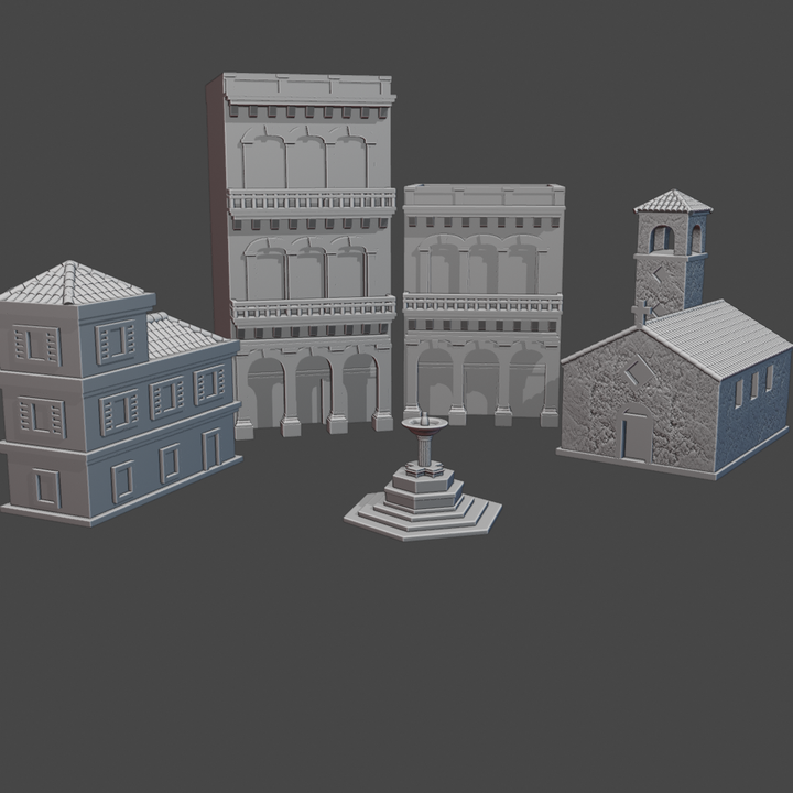3D Printable English & "Latin" Town Buildings & Blender File BB-16 by ...
