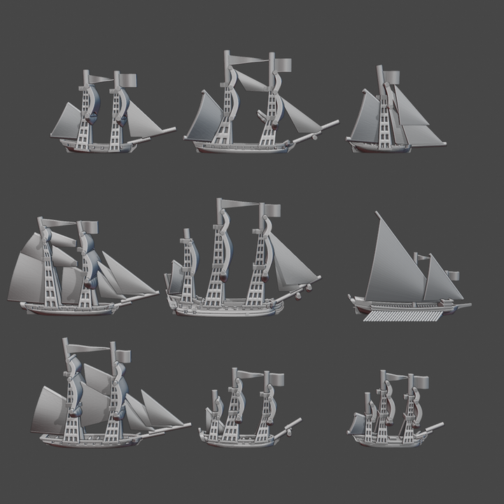 3D Printable 1/2400 Napoleonic Fleet Set 4 (9 models) & Blender ...