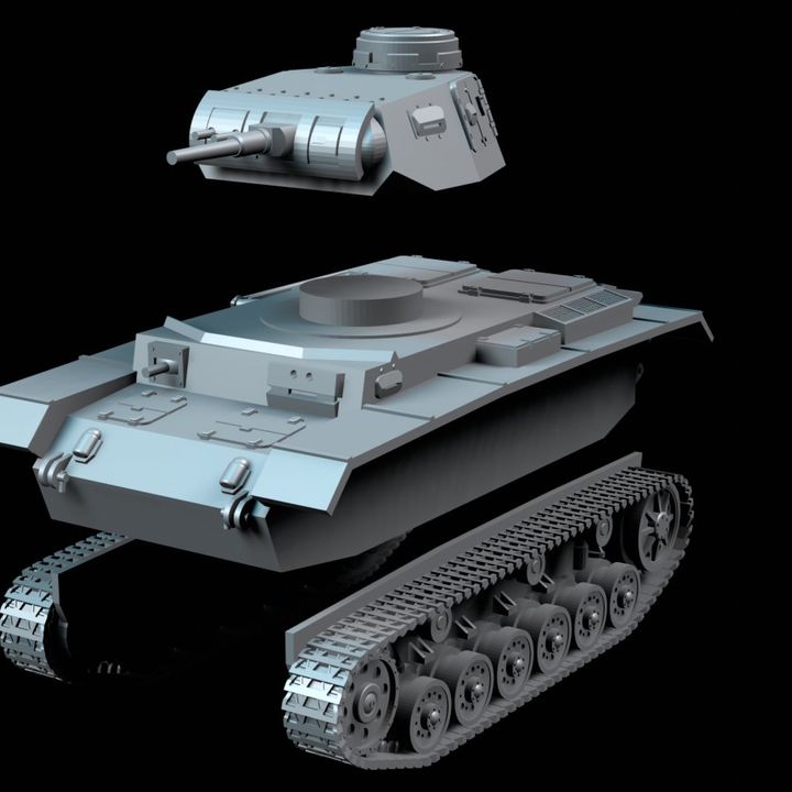 3D Printable Panzer III Ausf.F German medium tank - 1:56 scale by ...