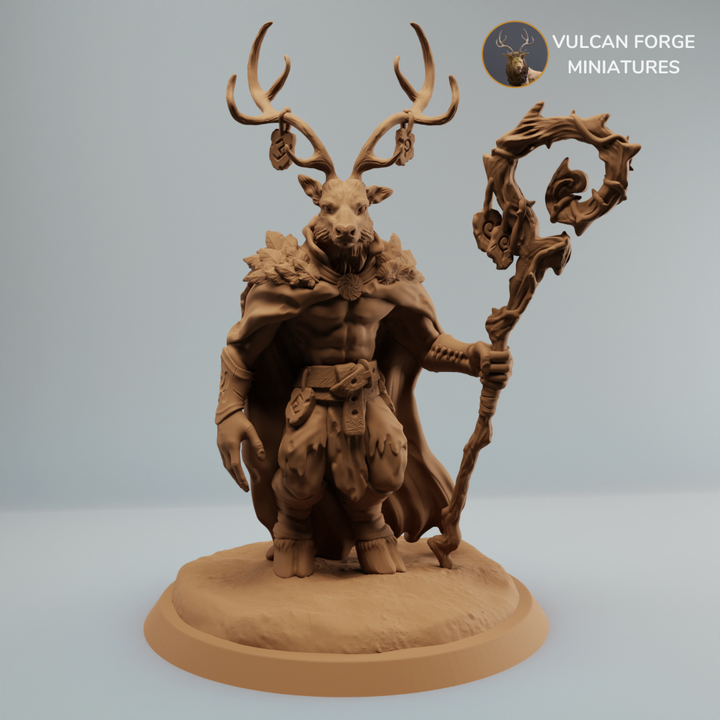 3D Printable Deerfolk Cervan Deer Druid with Staff - Pre supported by ...