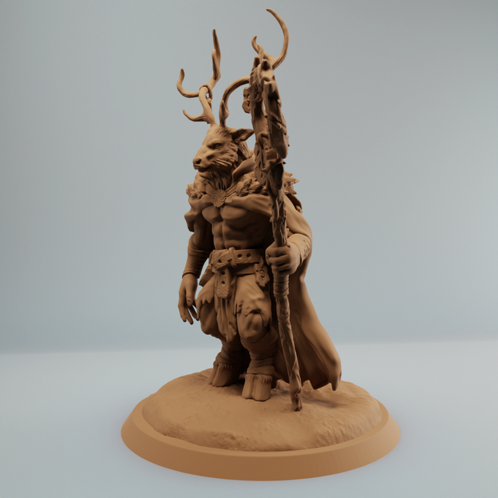 3D Printable Deerfolk Cervan Deer Druid with Staff - Pre supported by ...
