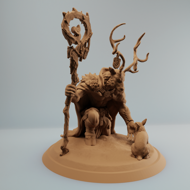 3D Printable Deerfolk Cervan Deer Druid with Rabbit - Pre supported by ...