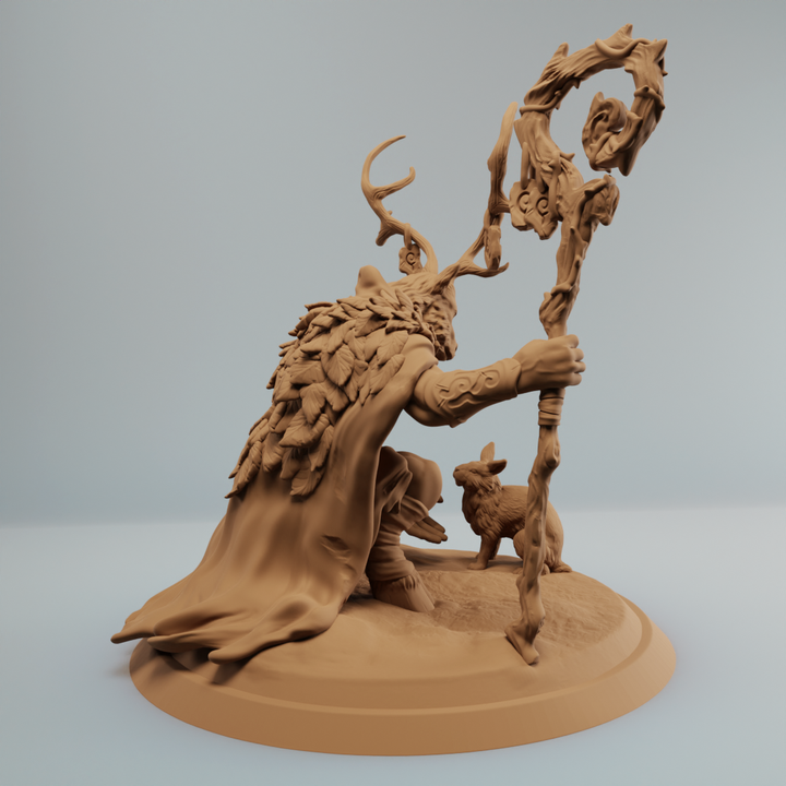 3D Printable Deerfolk Cervan Deer Druid with Rabbit - Pre supported by ...