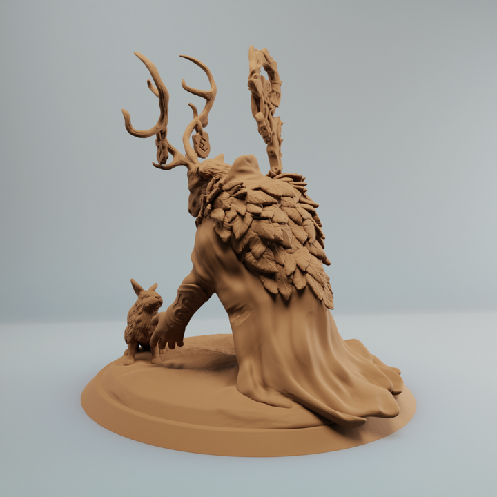 3D Printable Deerfolk Cervan Deer Druid with Rabbit - Pre supported by ...
