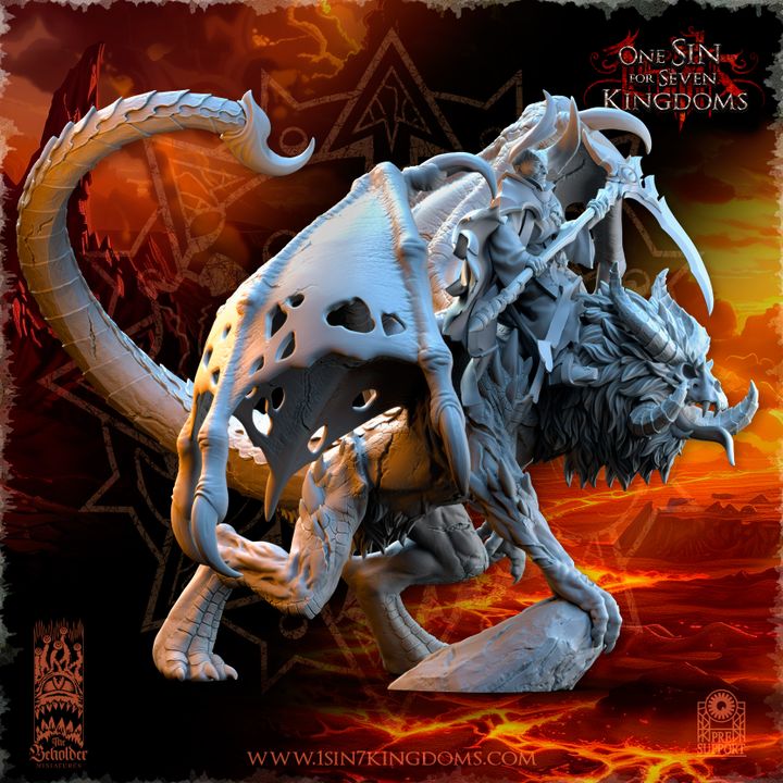 3D Printable Realms of Mayhem Sorcerer on Undead Manticore by The ...