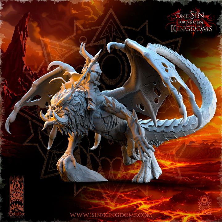 3D Printable Realms of Mayhem Sorcerer on Undead Manticore by The ...