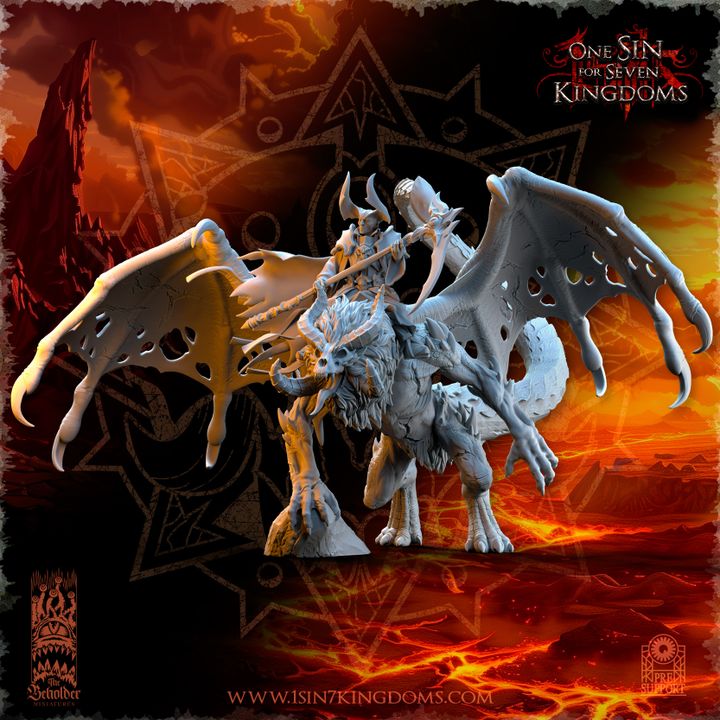 3D Printable Realms of Mayhem Sorcerer on Undead Manticore by The ...