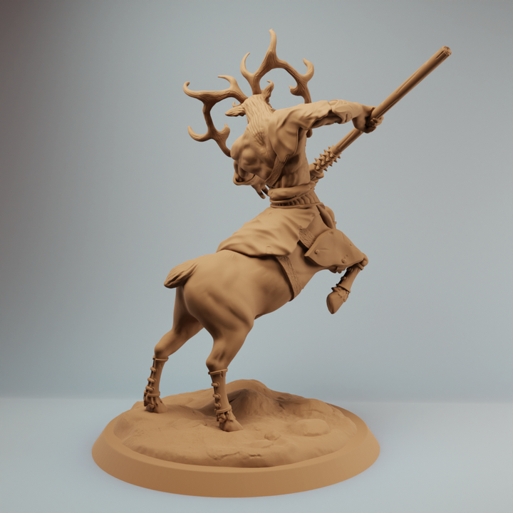 3D Printable Deer Centaur hunter with spear charging - Pre supported by ...