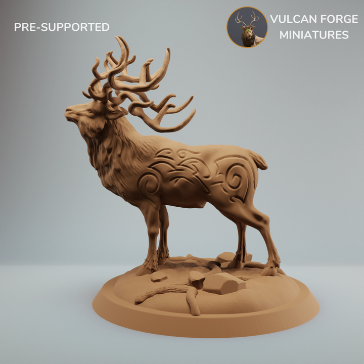 3D Printable Ancient Rune Deer Fantasy Stag - Pre supported by Vulcan ...