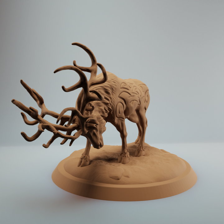 3D Printable Ancient Rune Deer Fantasy Stag Fighting - Pre supported by ...