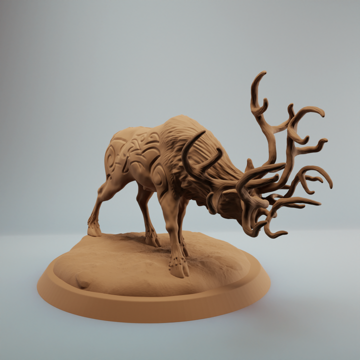 3D Printable Ancient Rune Deer Fantasy Stag Fighting - Pre supported by ...