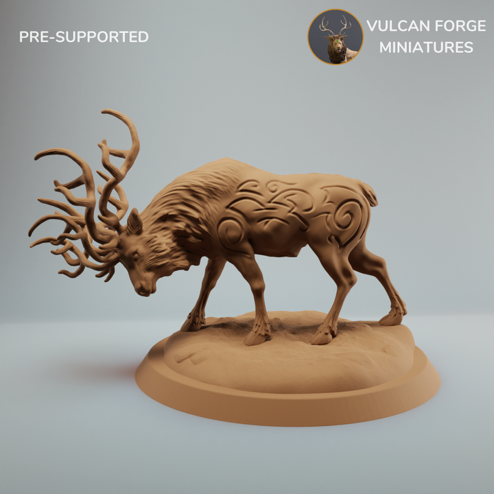 3D Printable Ancient Rune Deer Fantasy Stag Fighting - Pre supported by ...