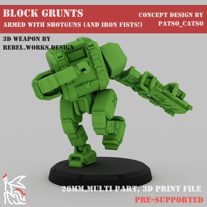 3D Printable [Block Army] Block Grunts Set B 28mm by Filamentio