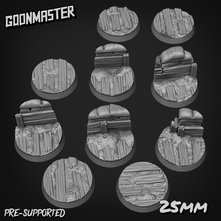 3D Printable Trench Bases/Toppers 25mm Round x 10 by Goon Master