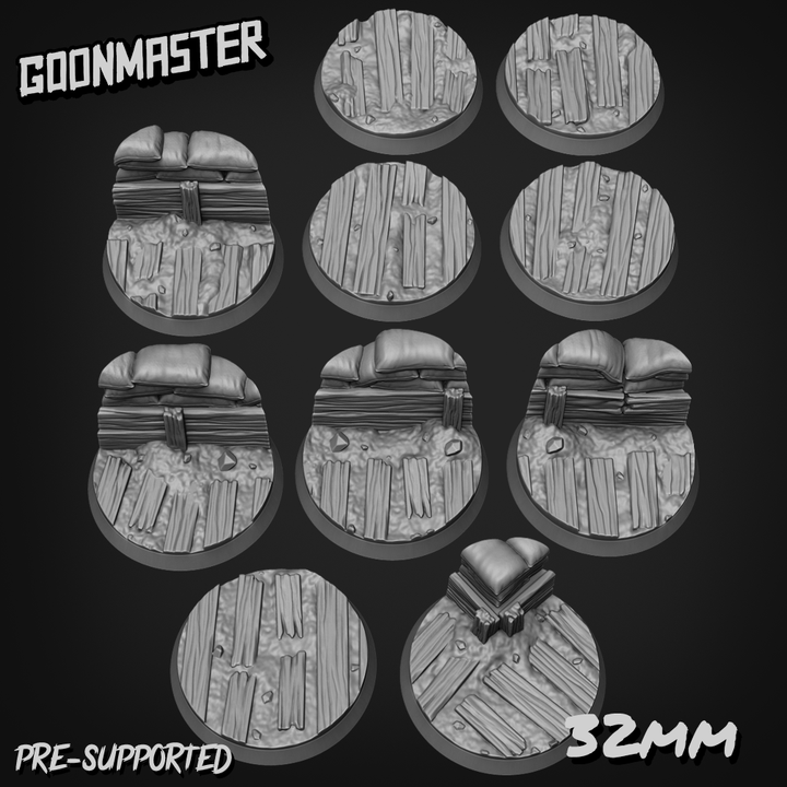 3D Printable Trench Bases/Toppers 32mm Round x 10 by Goon Master