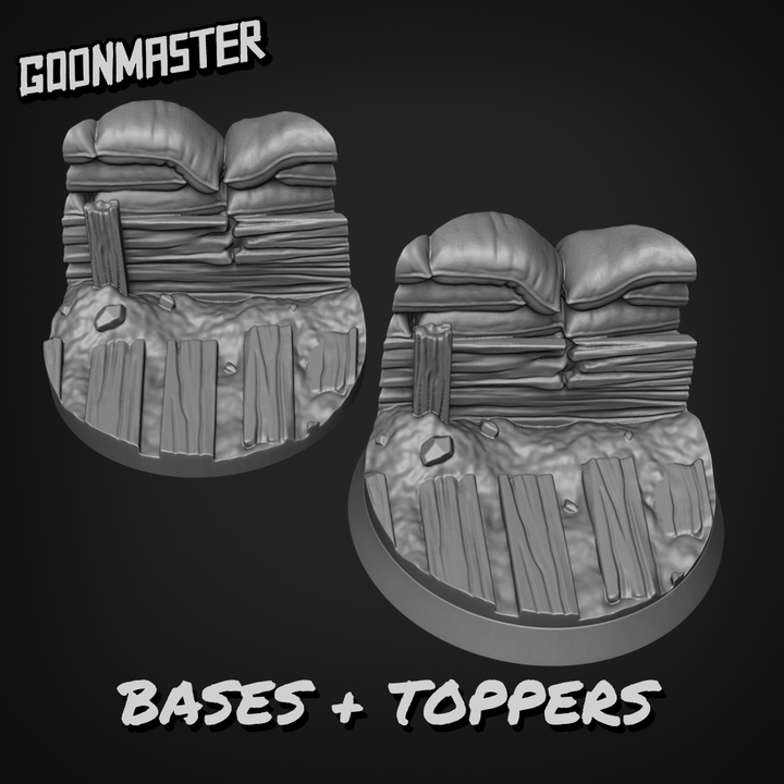 3D Printable Trench Bases/Toppers 75mm x 42mm Oval x 5 by Goon Master