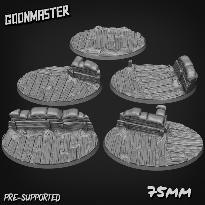 3D Printable Trench Bases/Toppers 75mm x 42mm Oval x 5 by Goon Master