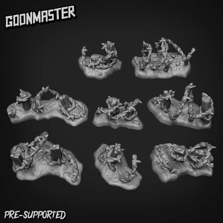 3D Printable Basing Bits 234 - Barbed Wire Posts by Goon Master