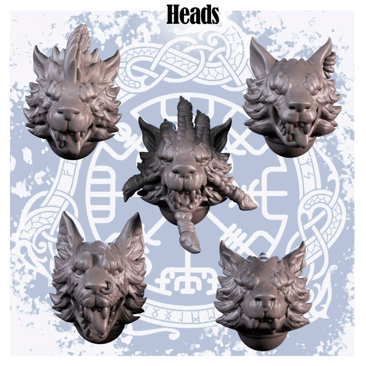 3D Printable Werewolf heads by Sergeant Hammer