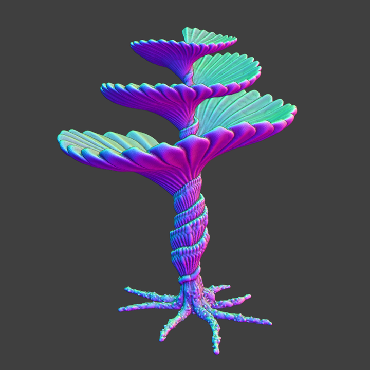 3D Printable Tabletop plant: "Helix Pteron Plant" (Alien Vegetation 58 ...