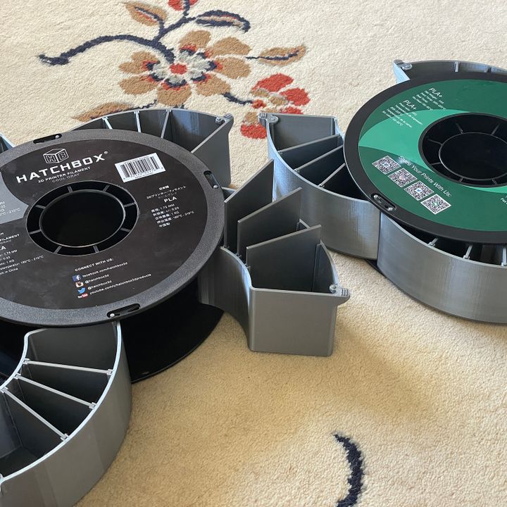3D Printable Filament spool storage cubbies by Stephanie Cervi