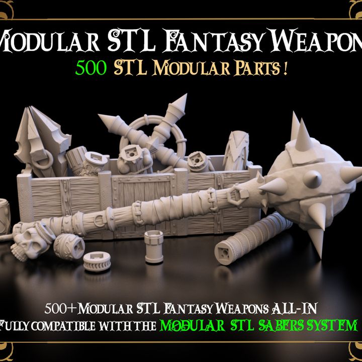 3D Printable Modular STL Fantasy Weapons ALL-IN by STL Fun Forge