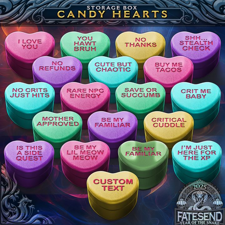 3D Printable Candy Heart Boxes (18 Boxes included!) by FatesEnd