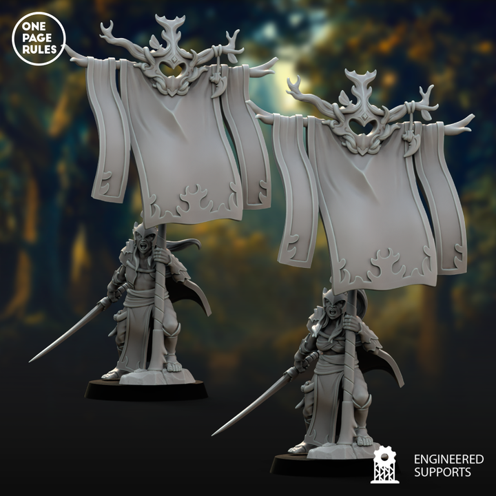 3D Printable Glade Leader (Army Standard) - Wood Elves by One Page Rules