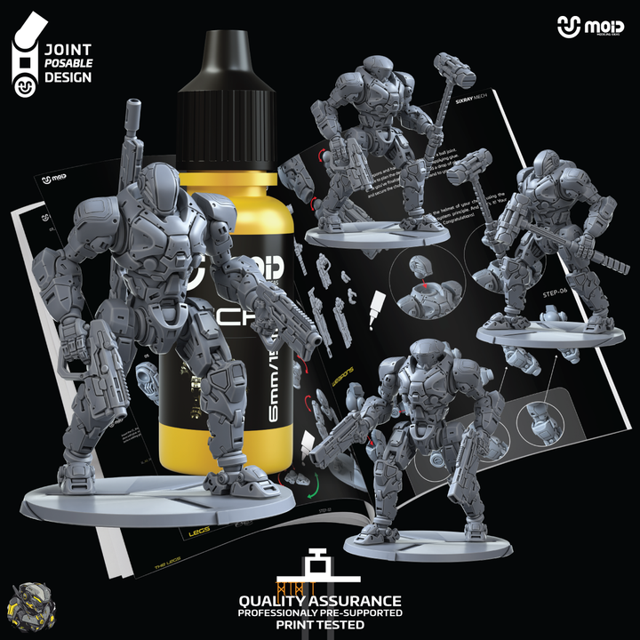 3D Printable SIXRAY - 01 Mech 6mm by Moid